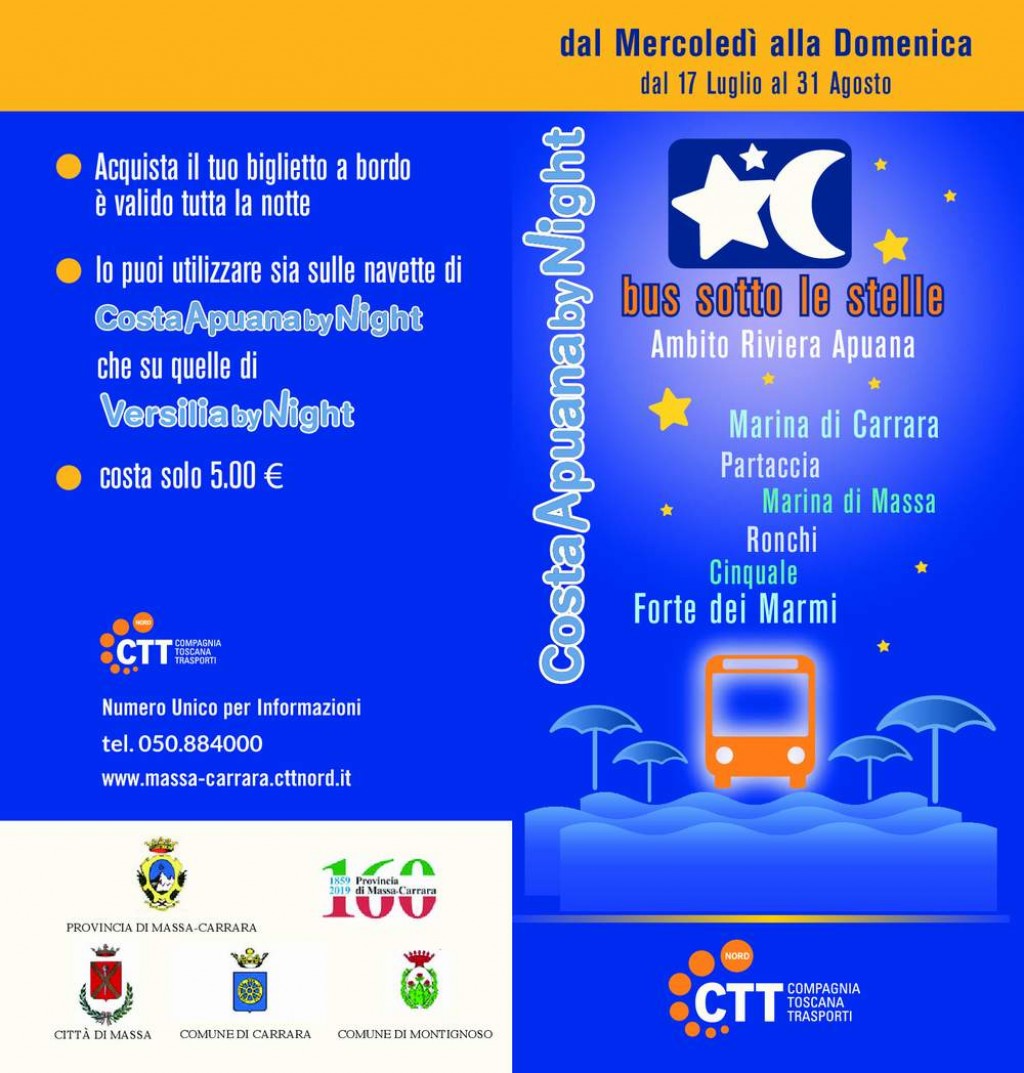 Provincia di Massa‑Carrara » Torna il “Bus sotto le stelle” sulla costa ...